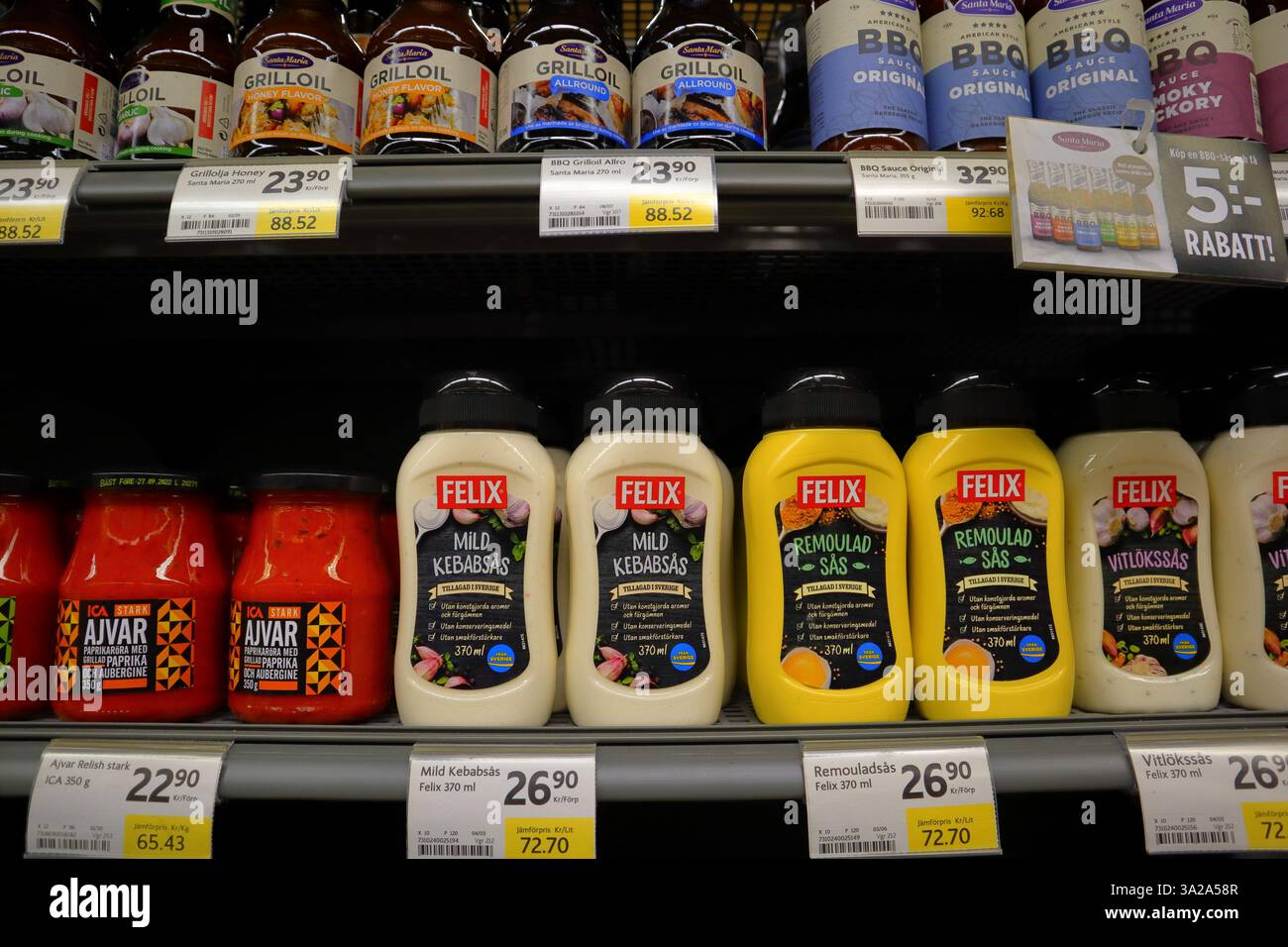 Inside a Swedish grocery store called ICA. Famous supermarket. Shelves ...