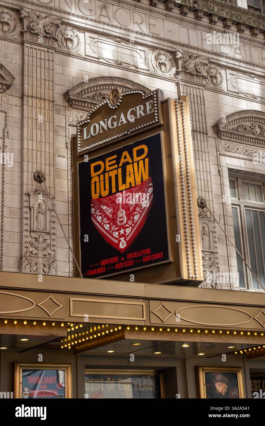 Longacre Theatre with "Dead Outlaw" Marquee, New York City, USA 2025 ...