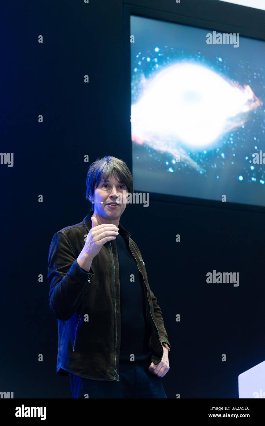 Physicist Brian Cox speaking at Space-Comm Expo 2025, space industry ...