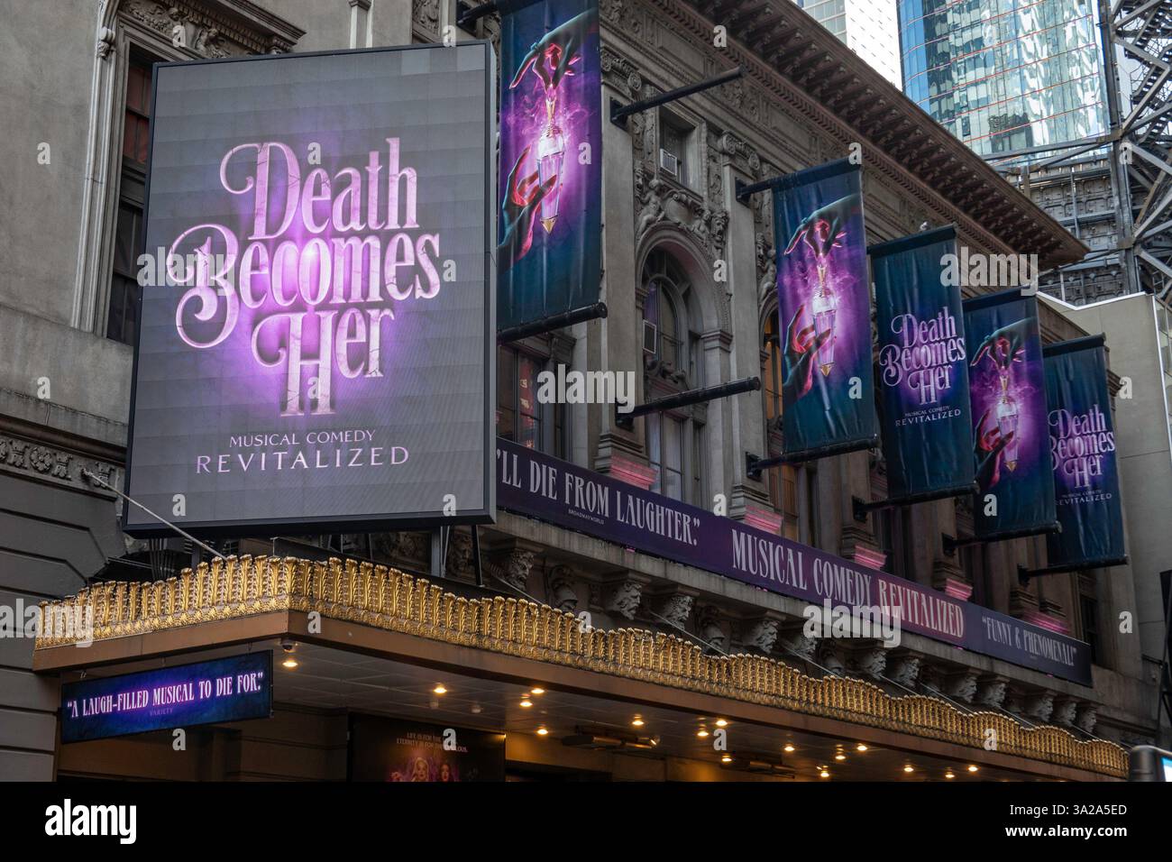 "Death Becomes Her" is featured at the Lunt-Fontanne Theatre in Times ...