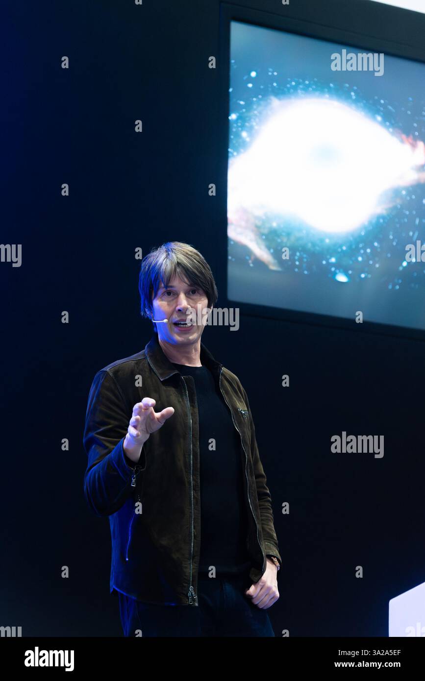 Physicist Brian Cox speaking at Space-Comm Expo 2025, space industry ...