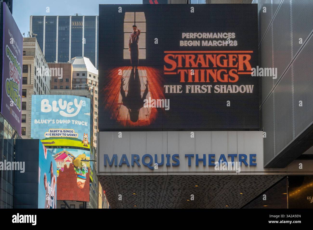 "Stranger Things" Marquee Sign at the Marquis Theatre, Times Square ...
