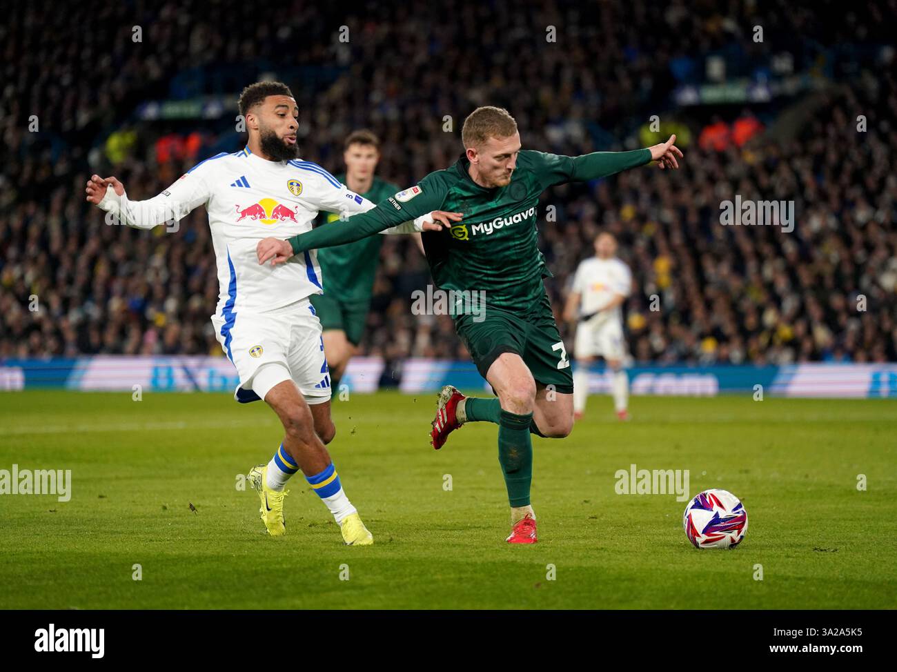 Leeds United's Jayden Bogle (left) and Millwall's George Saville during ...