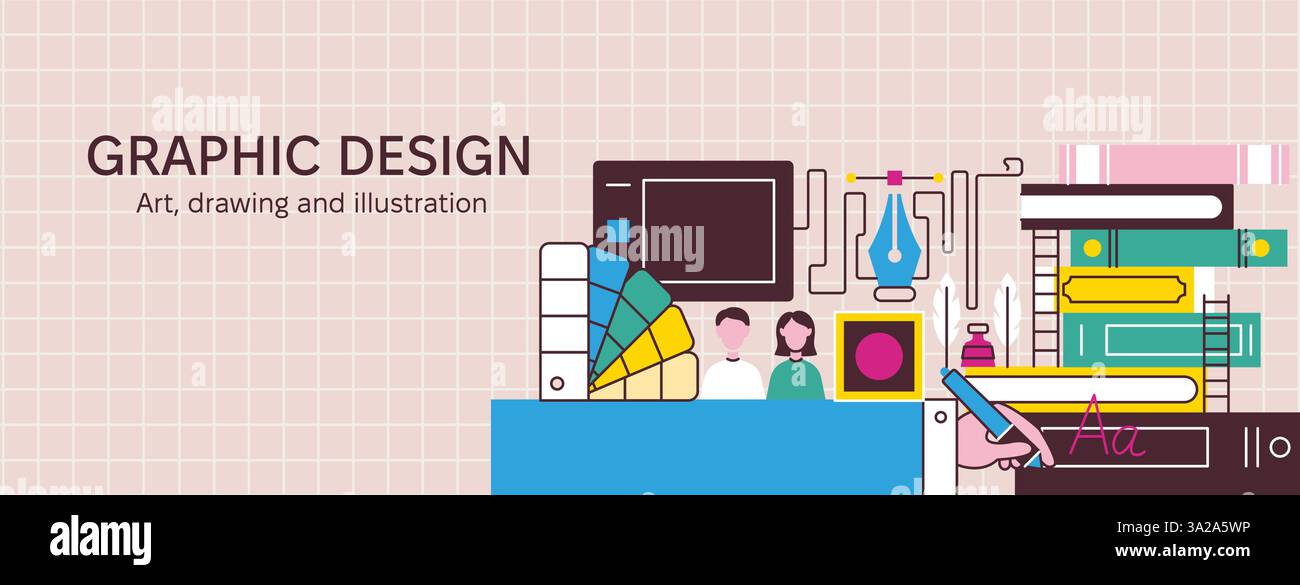 Book Graphic Design Drawing Banner Stock Vector Image & Art - Alamy