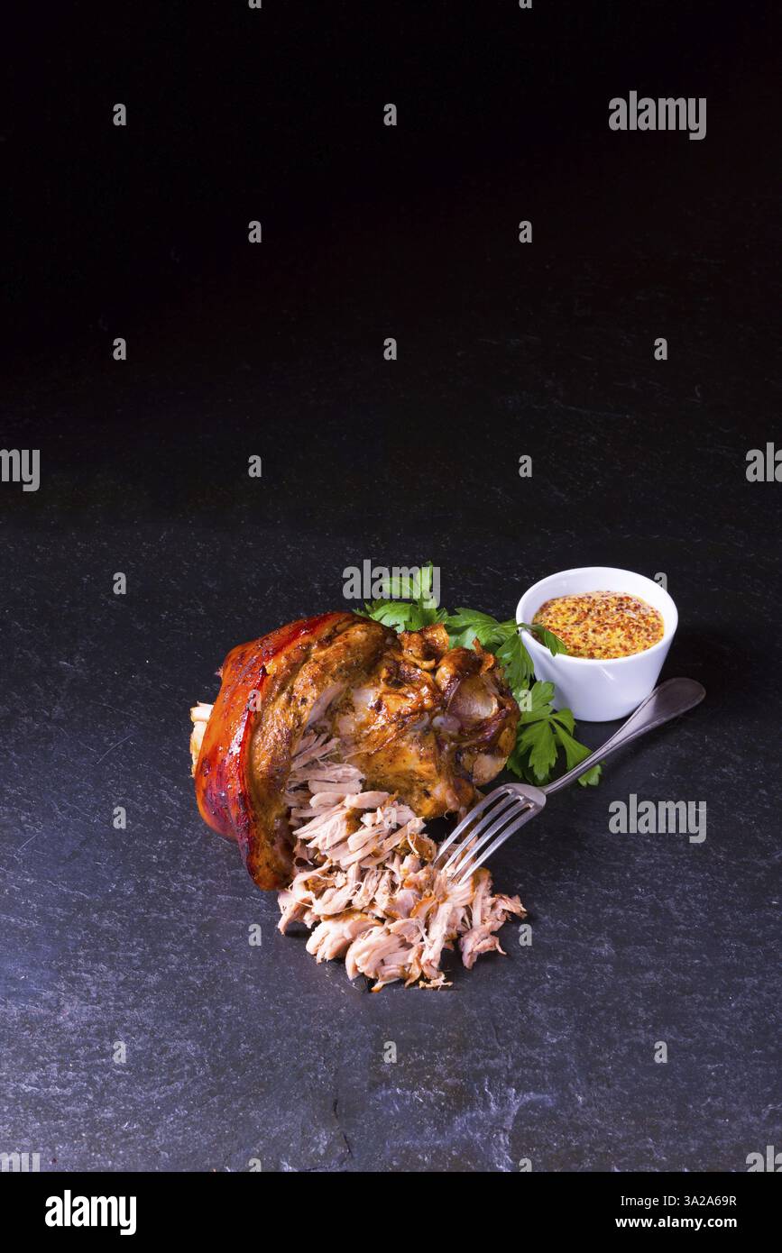 Crispy roasted Bavarian pork with soft meat Stock Photo - Alamy