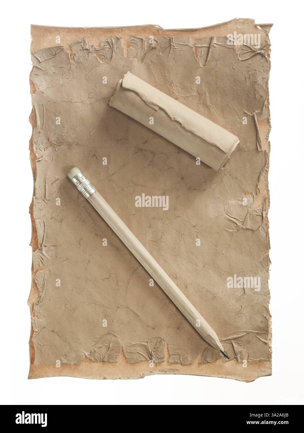 Set of vintage paper roll pencil isolated on white Stock Photo - Alamy