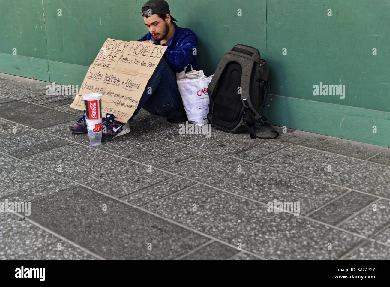 Manhattan, New York City, New York, USA, North America, Homeless man ...