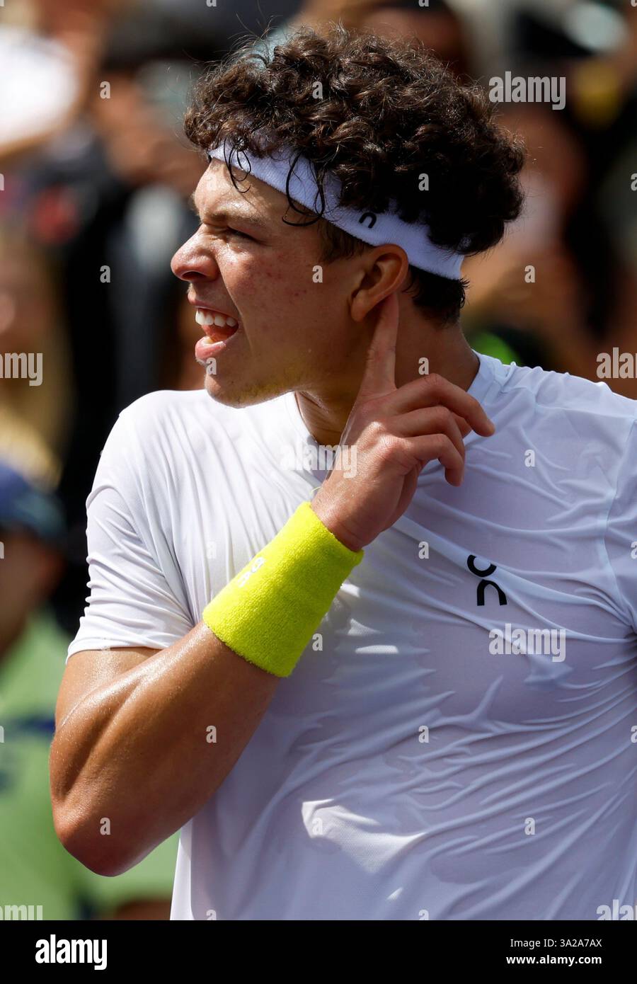 March 12, 2025 Ben Shelton celebrates after defeating Brandon Nakashima ...