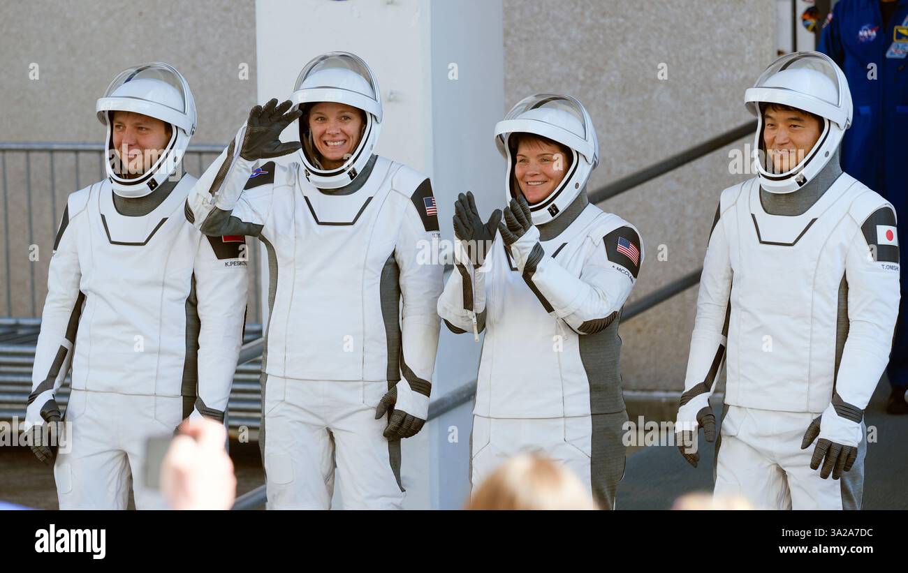 Crew 10, from left, cosmonaut Kirill Peskov, astronaut Nichole Ayers ...