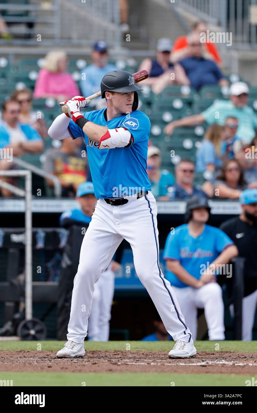 JUPITER, FL - MARCH 03: Miami Marlins first baseman Eric Wagaman (33 ...