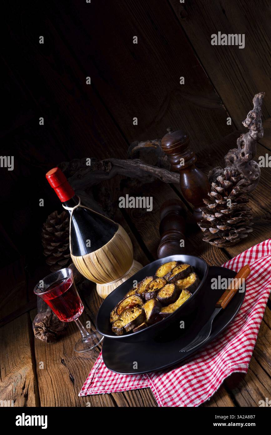 Melitzanes Tiganites fried aubergines in Greek style Stock Photo - Alamy