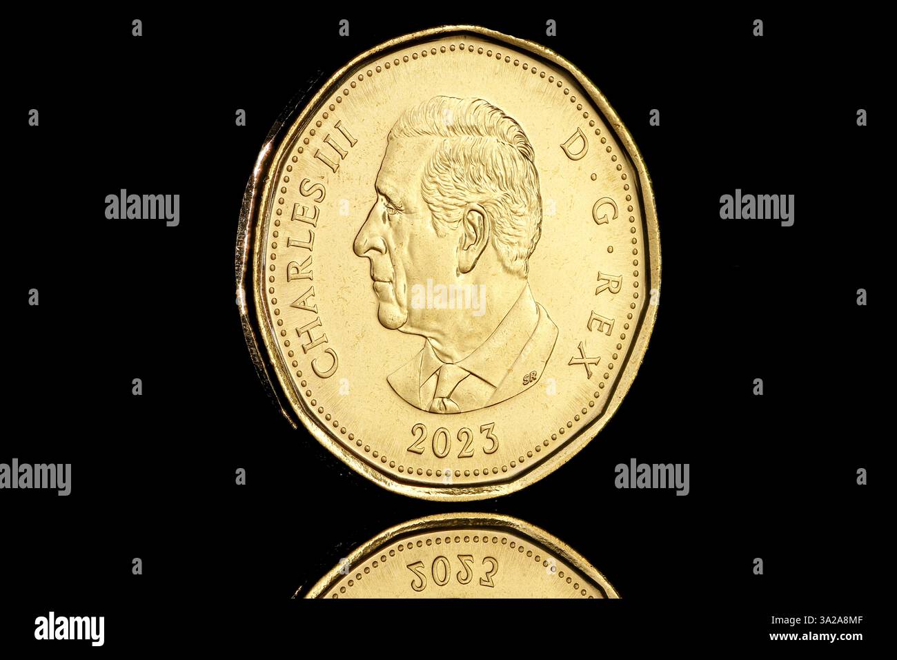 The first Canadian Loonie $1 coin with a portrait of King Charles III ...