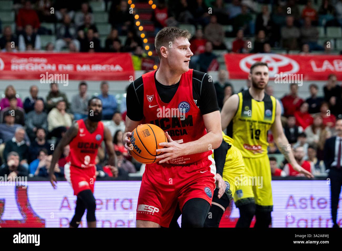 Murcia, Spain. 12th Mar, 2025. Simon Birgander Pivot Swedish player of UCAM Murcia CB during the ...