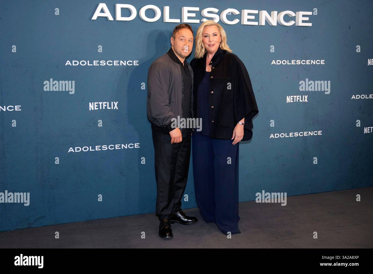 Stephen Graham, left, and Hannah Walters pose for photographers upon ...