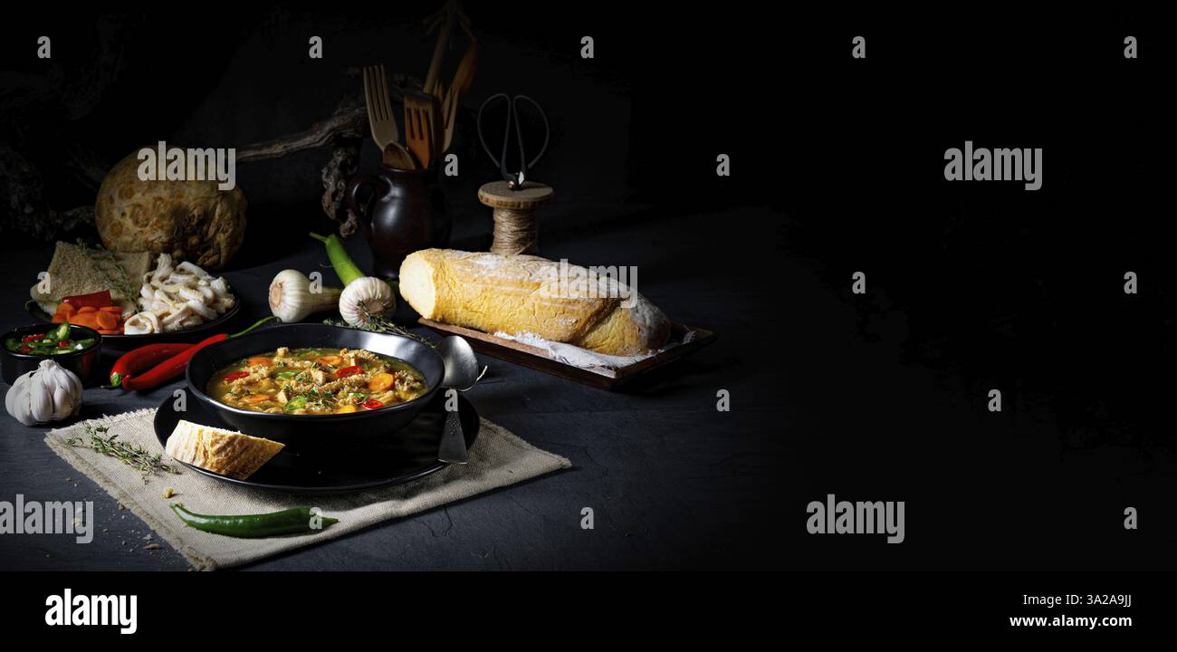 Flaczki tripe soup Polish style Stock Photo - Alamy