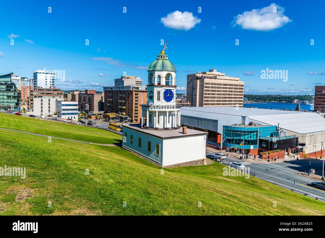 A view sideways looking down from the Citadel fort in Halifax, Nova ...