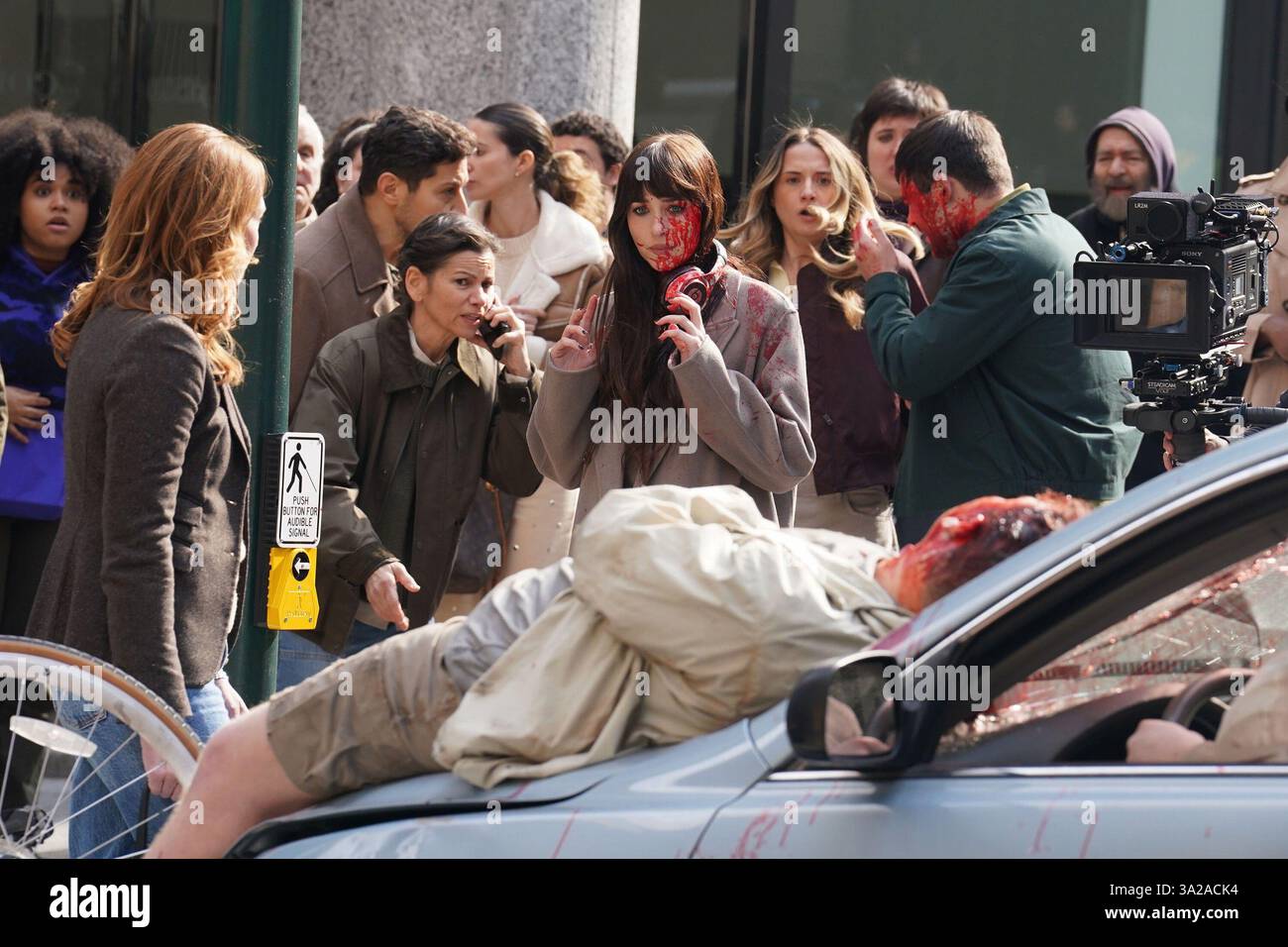 Ny. 12th Mar, 2025. Dakota Johnson out and about for VERITY Filming on ...