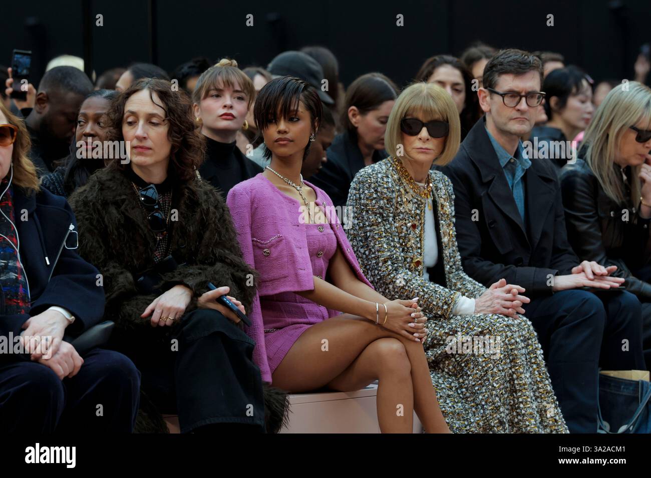 Paris, France. 11th Mar, 2025. Tyla and Anna Wintour during the Chanel ...