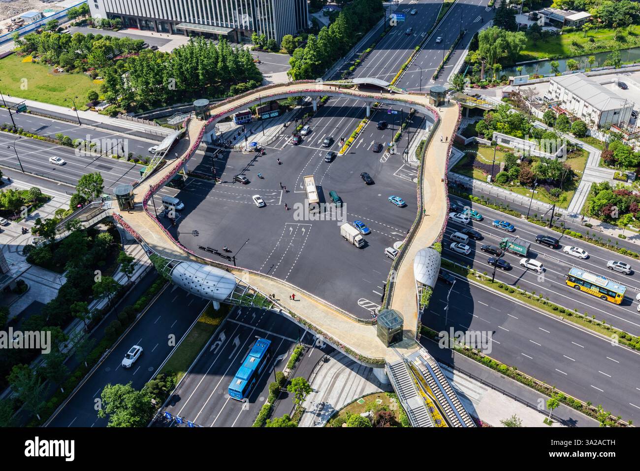 A tree-shaped overpass is seen in Hangzhou, Zhejiang province, China on ...