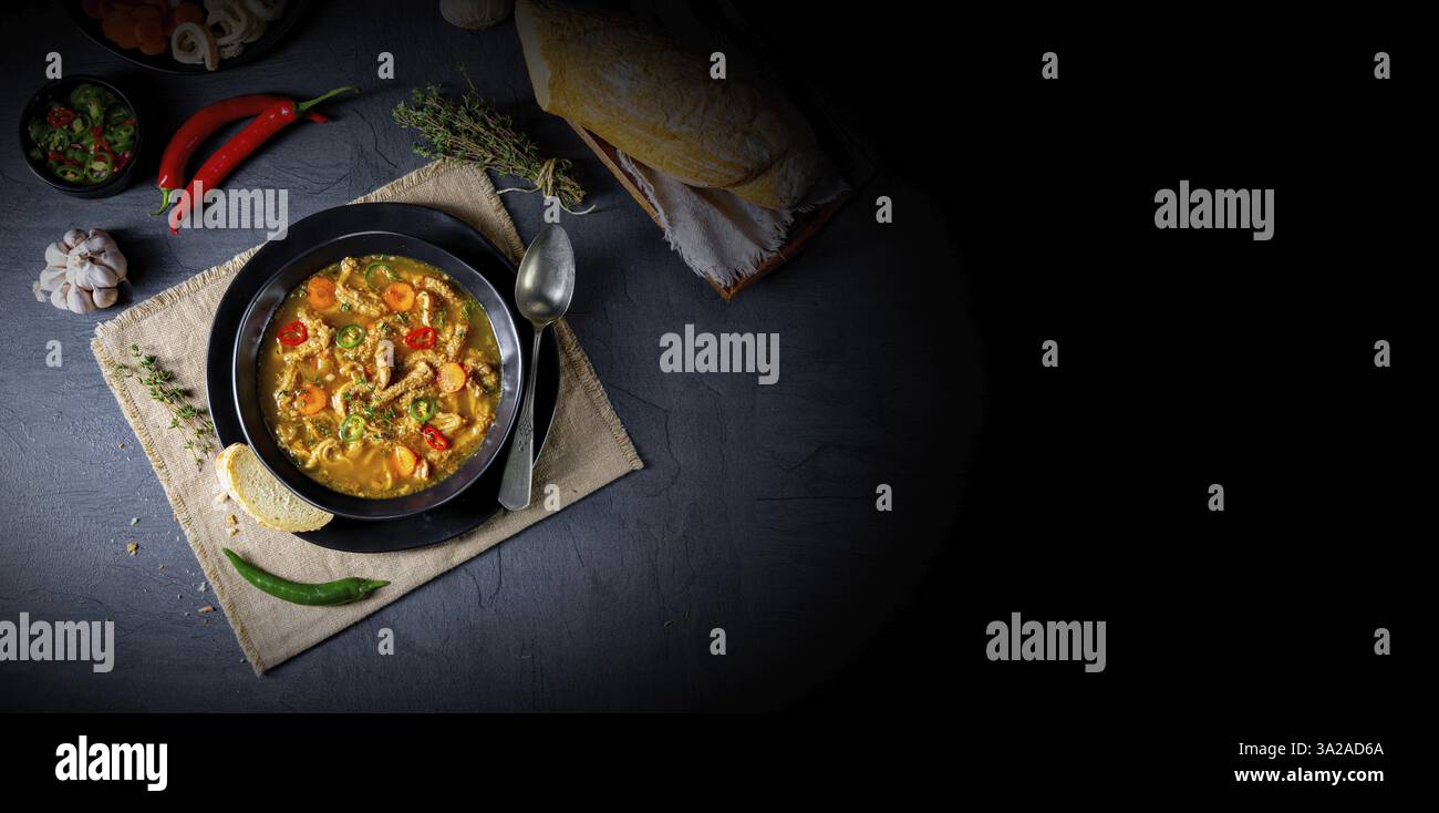 Flaczki tripe soup Polish style Stock Photo - Alamy