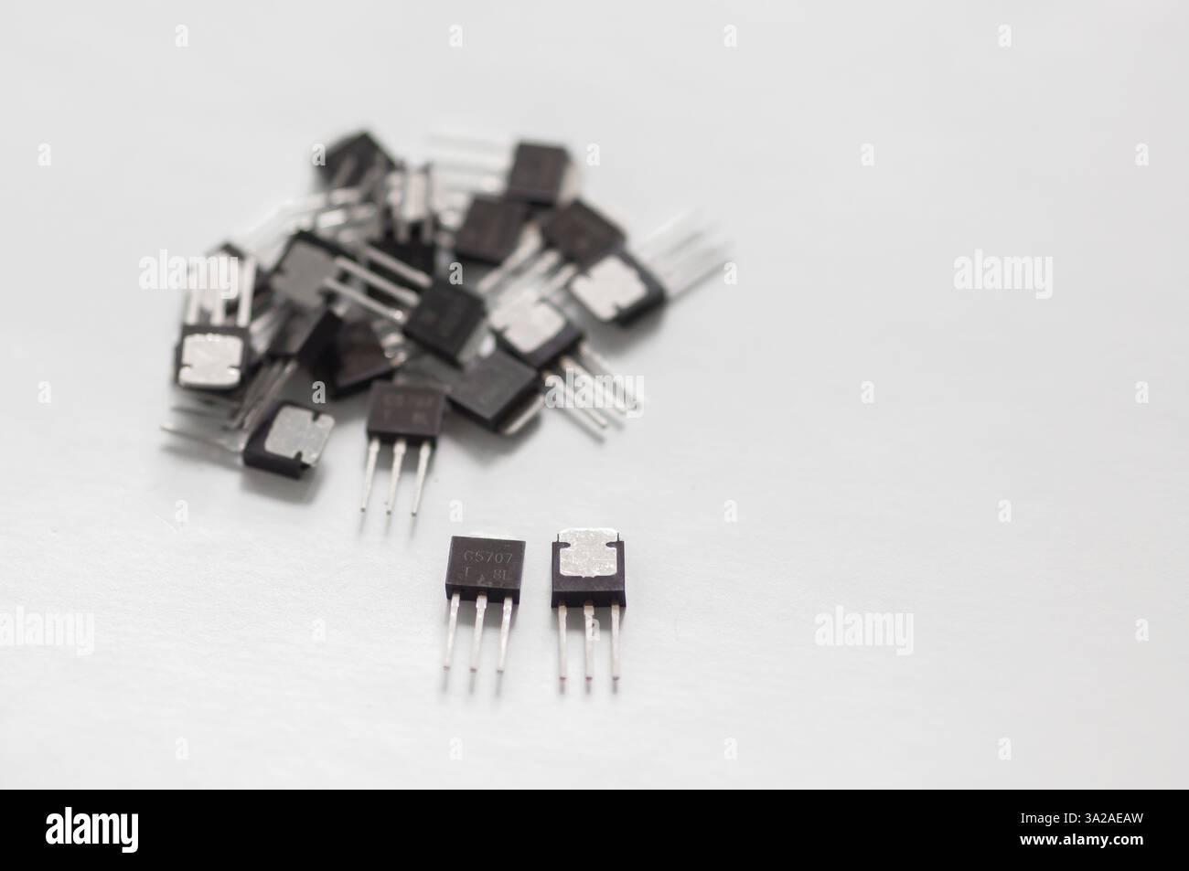 Semiconductor transistors and mosfets isolated on white background ...