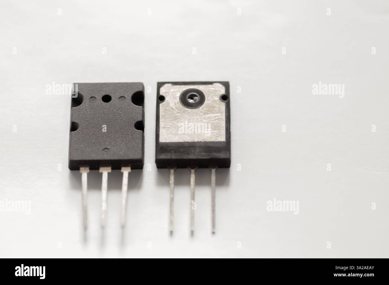 Semiconductor transistors and mosfets isolated on white background ...