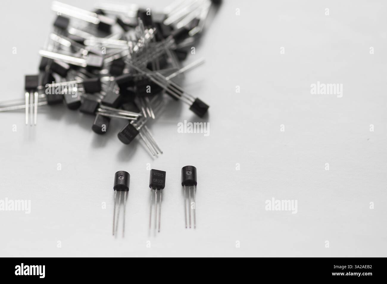 Semiconductor transistors and mosfets isolated on white background ...