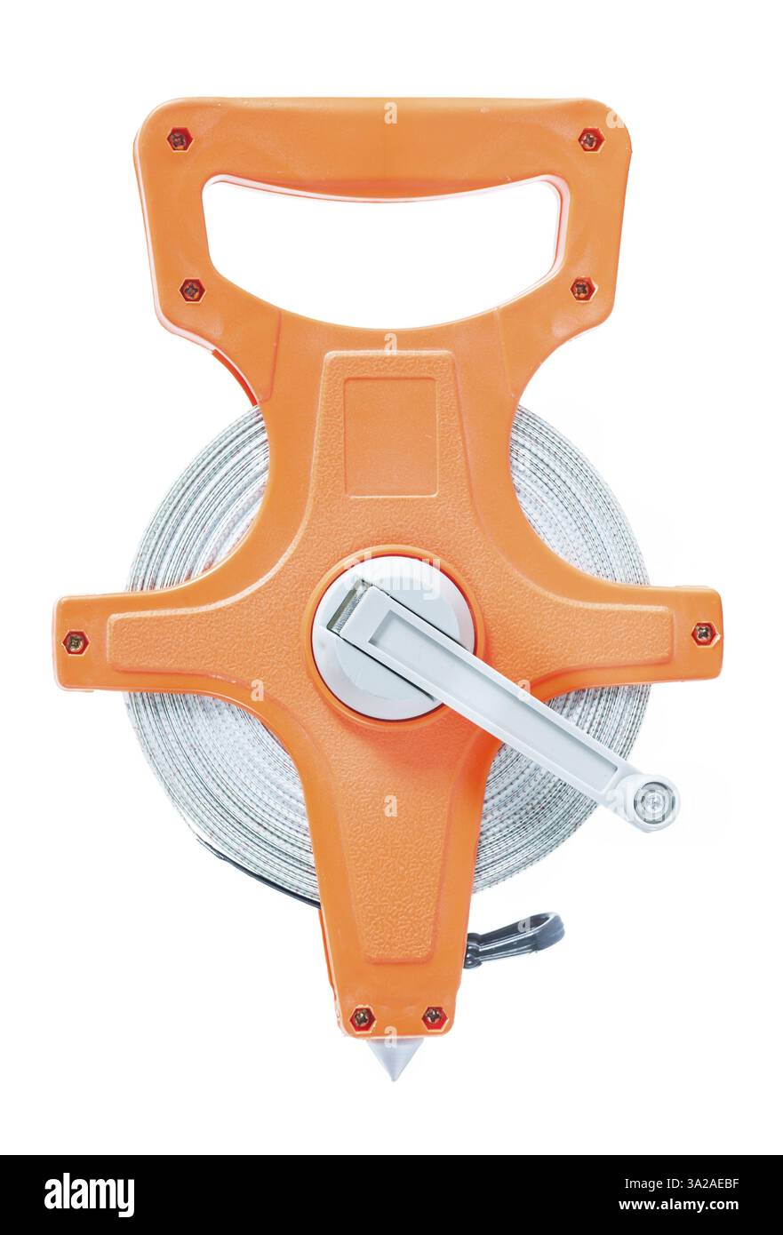 Rolled measuring tape isolated on white Stock Photo - Alamy
