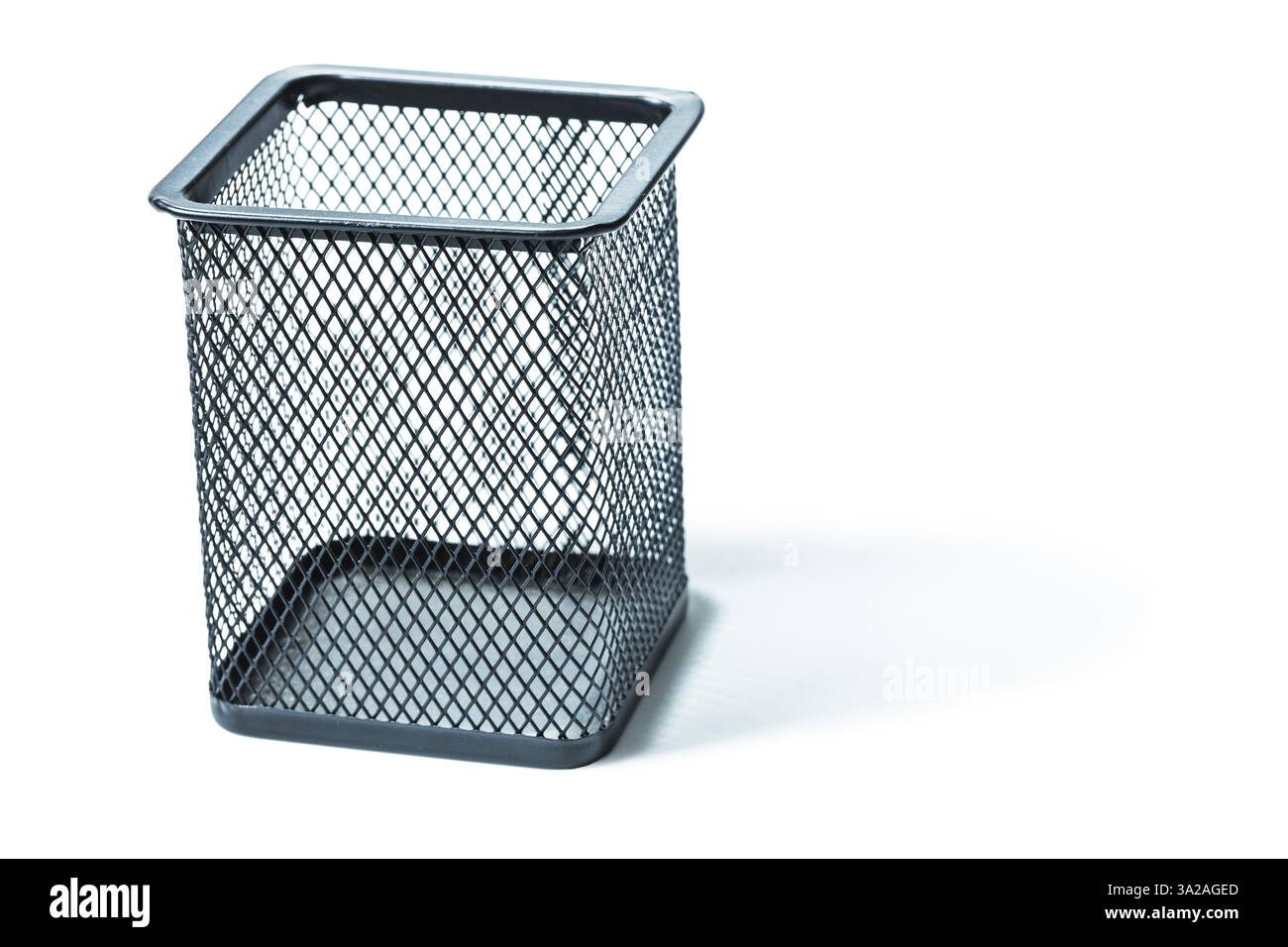 Simply small black trash bin isolated on white Stock Photo - Alamy