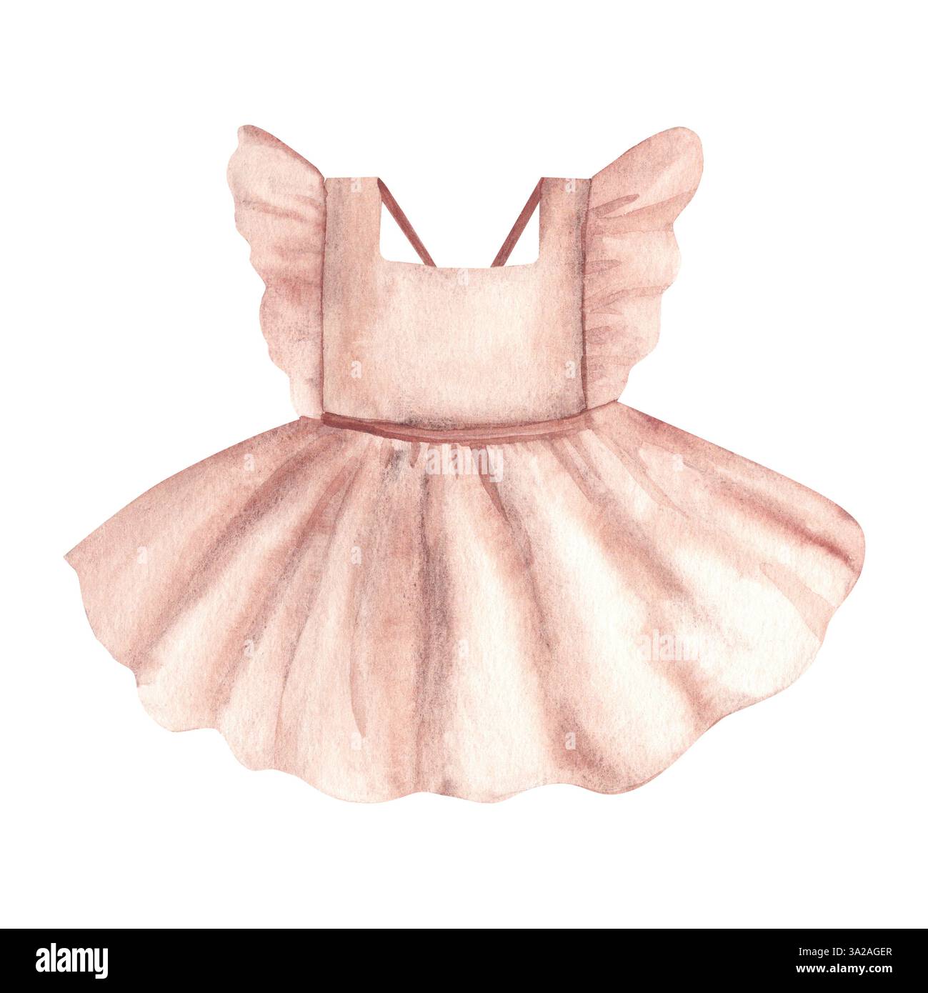 Baby girl pink linen Dress, sundress. Hand painted cute children summer ...