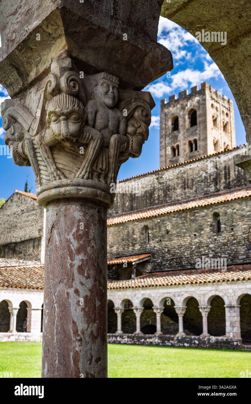 Codalet, France, Aug 22 2022, Romanesque capital from the 12th century ...