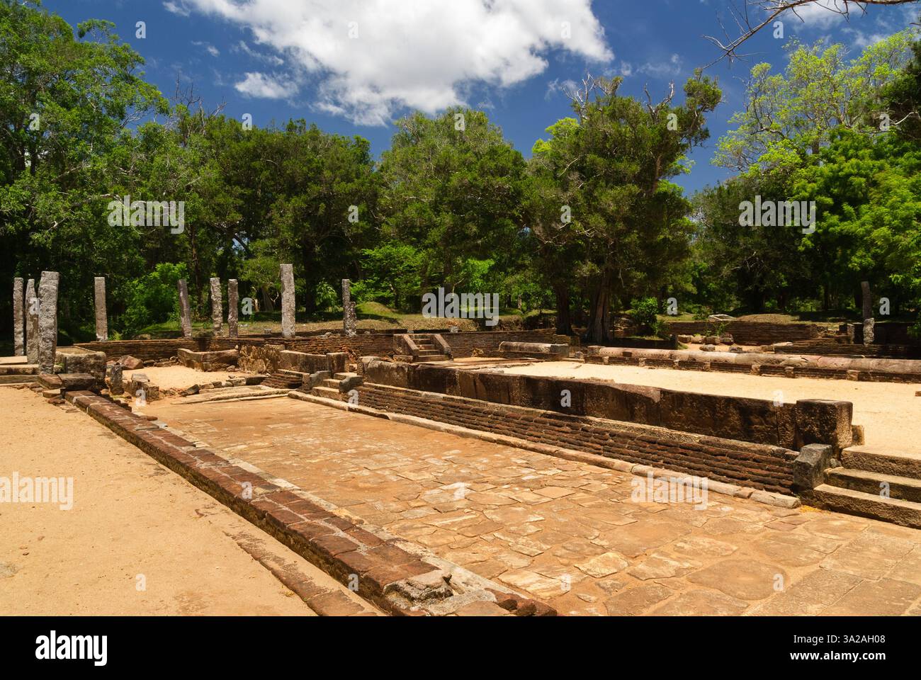 Ruins of dining hall for buddhist monks, Anuradhapura, Sri Lanka Stock ...