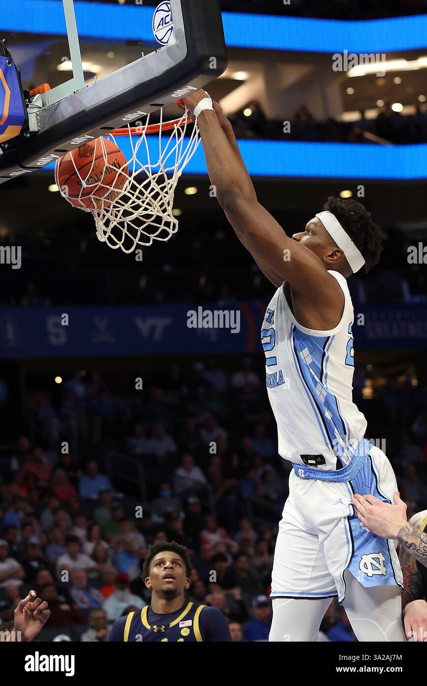 CHARLOTTE, NC - MARCH 12: North Carolina Tar Heels forward Ven-Allen Lubin (22) dunks the ball ...