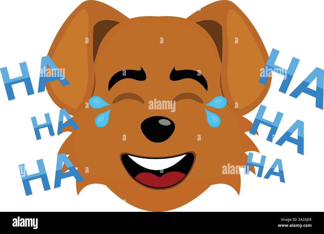 vector illustration emoji character face dog cartoon, laughing out loud ...