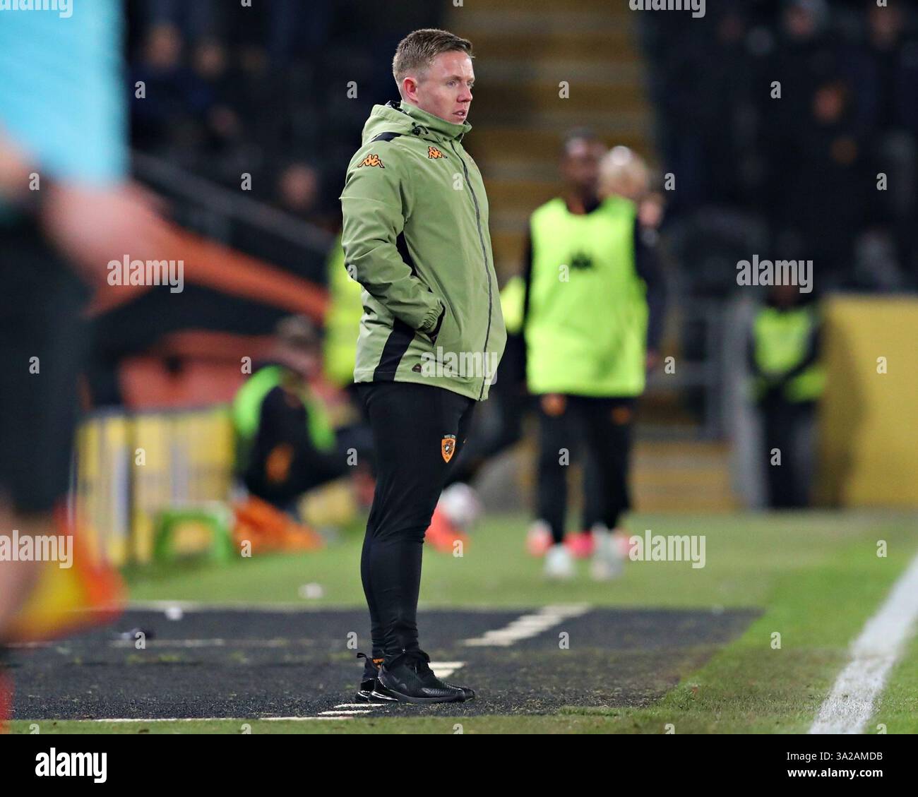 Hull, UK. 12th Mar, 2025. James Oliver-Pearce assistant of Hull City ...