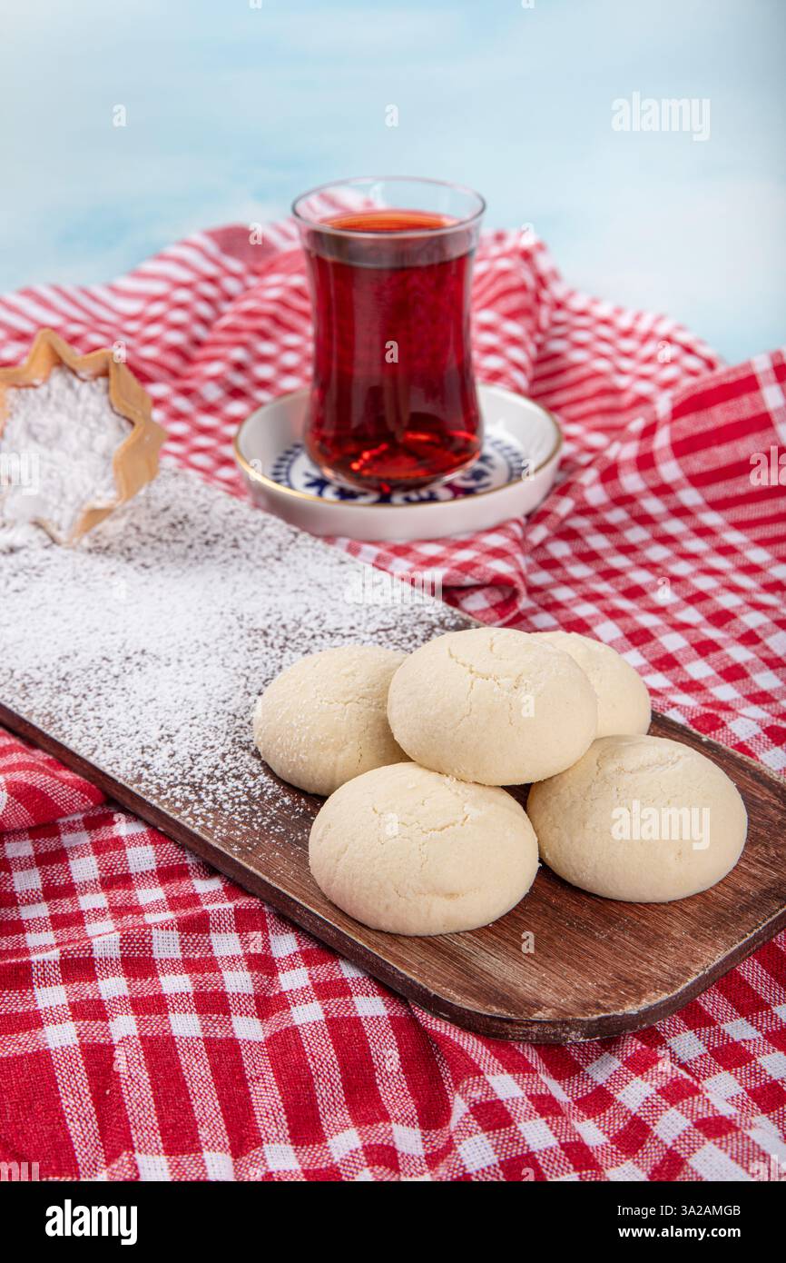 Flour Cookies sweet snack. Traditional Delicious Turkish dessert; flour ...
