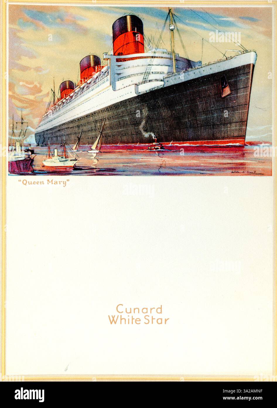Menu cover for passengers on the British steamship HMS Queen Mary Stock ...