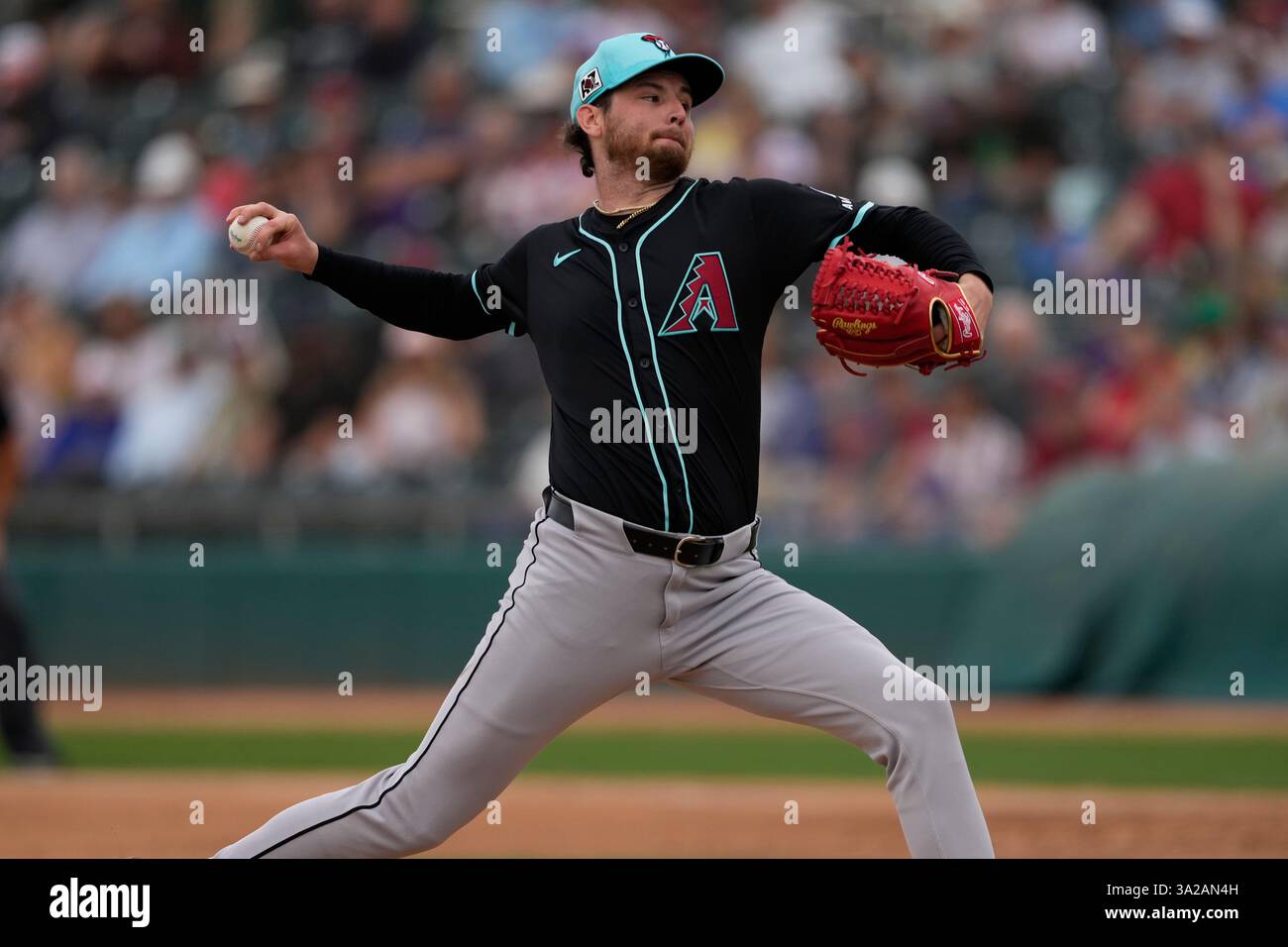 Arizona Diamondbacks pitcher Ryne Nelson throws against the Athletics ...