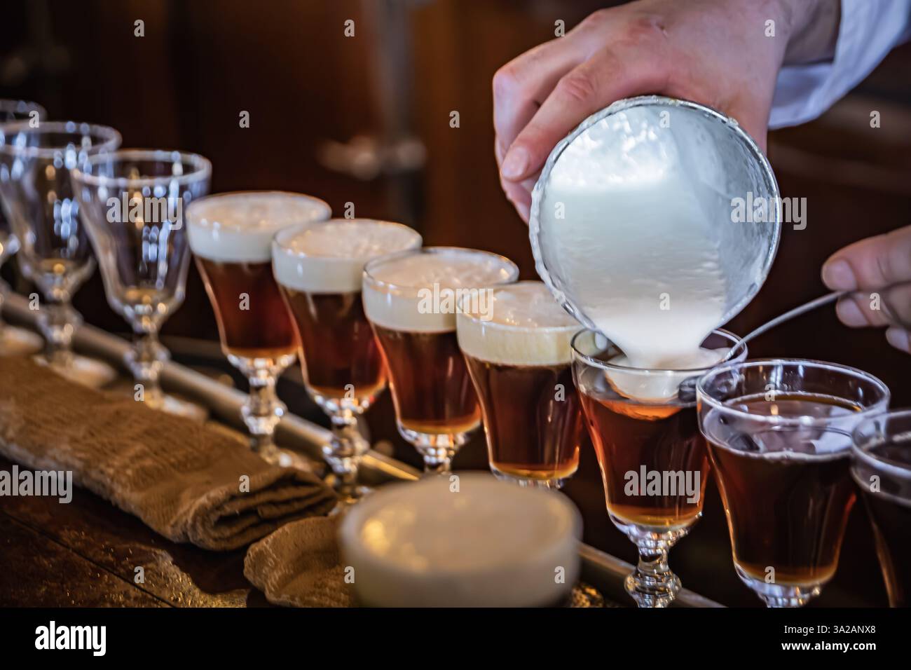 San Francisco, USA - March 25, 2024: Irish Coffee drinks made at the ...