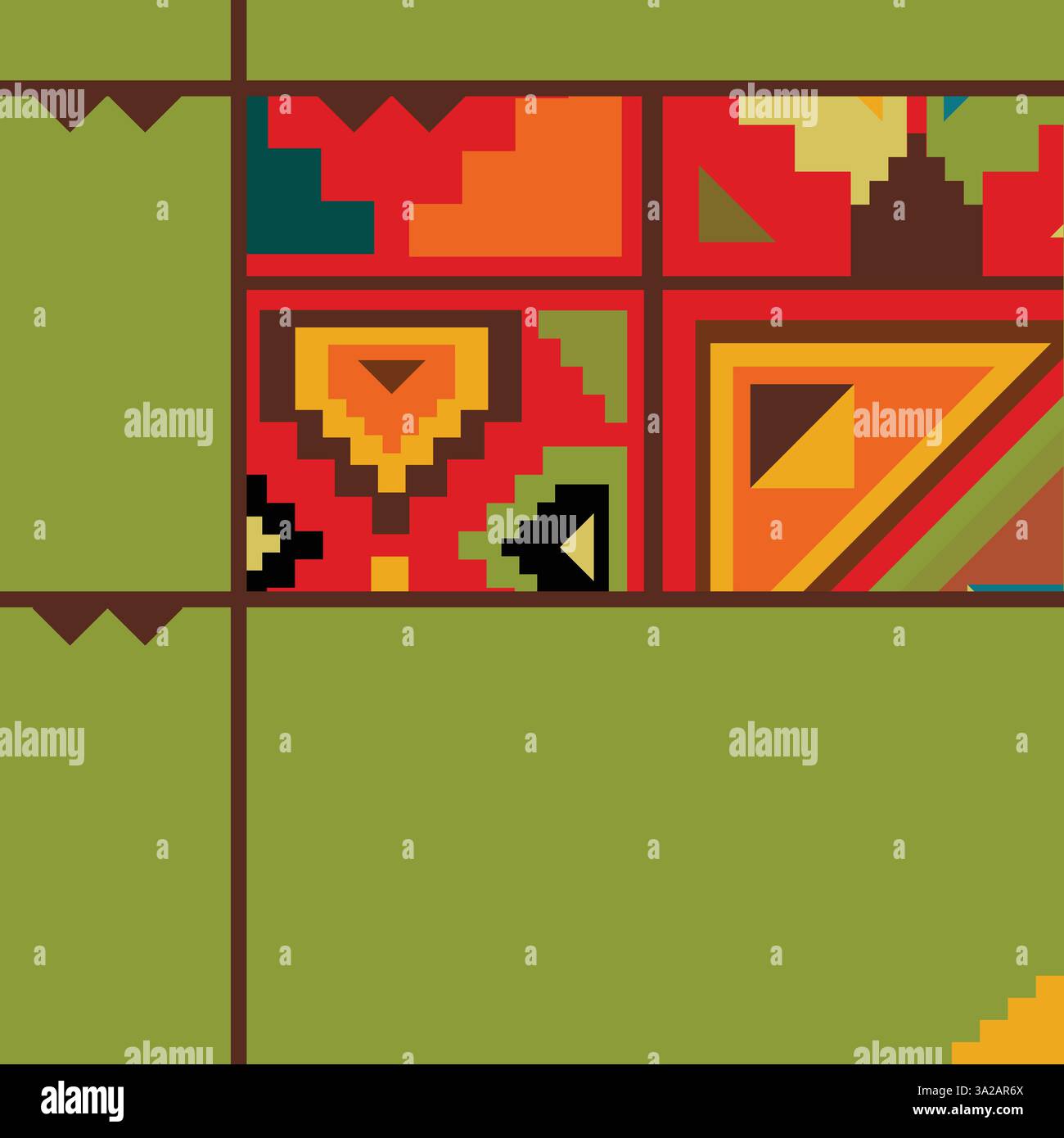 A vibrant geometric composition inspired by Andean textile art ...