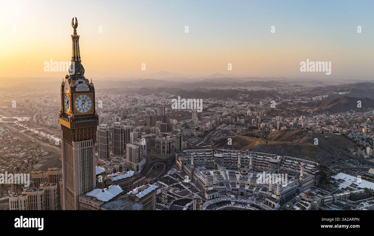 Aerial view Mecca skyline , Makkah city Saudi Arabia - Makkah Clock ...