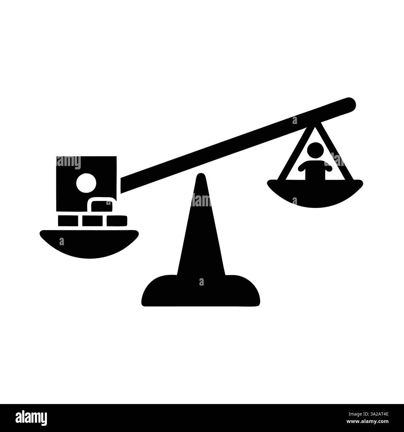 Symbolic illustration of a balance scale tipping with blocks on one ...