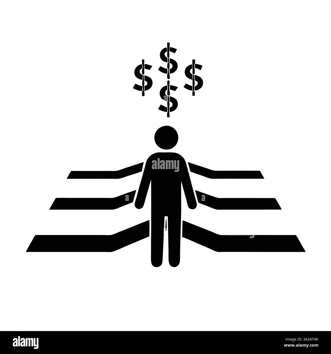 human silhouette navigating through a maze like structure, symbolizing decision making ...