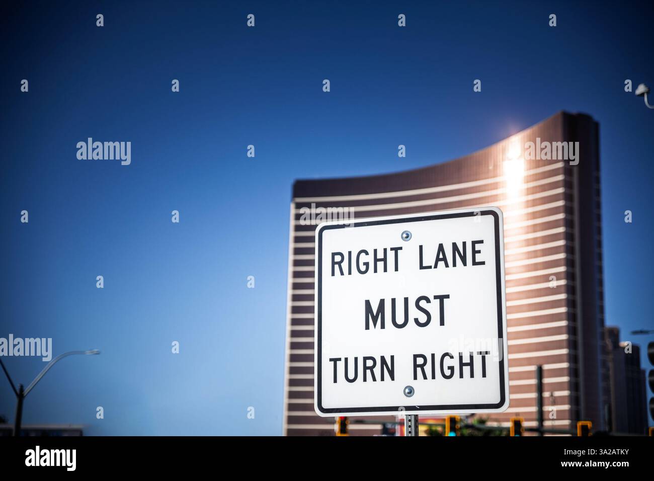 North American Road sign in Last Vegas (Right Lane must turn right ...