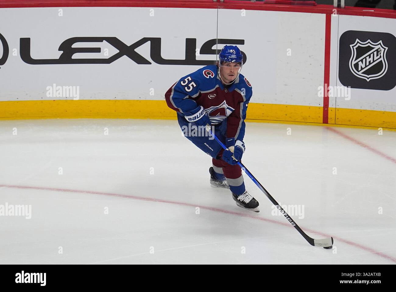 Colorado Avalanche defenseman Ryan Lindgren (55) in the first period of ...