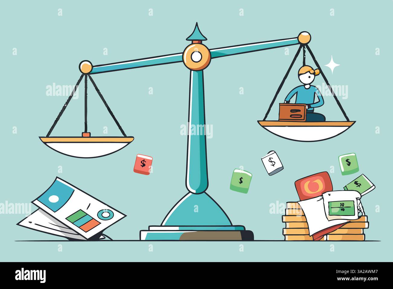 A symbolic balance scale illustration comparing financial burdens with ...
