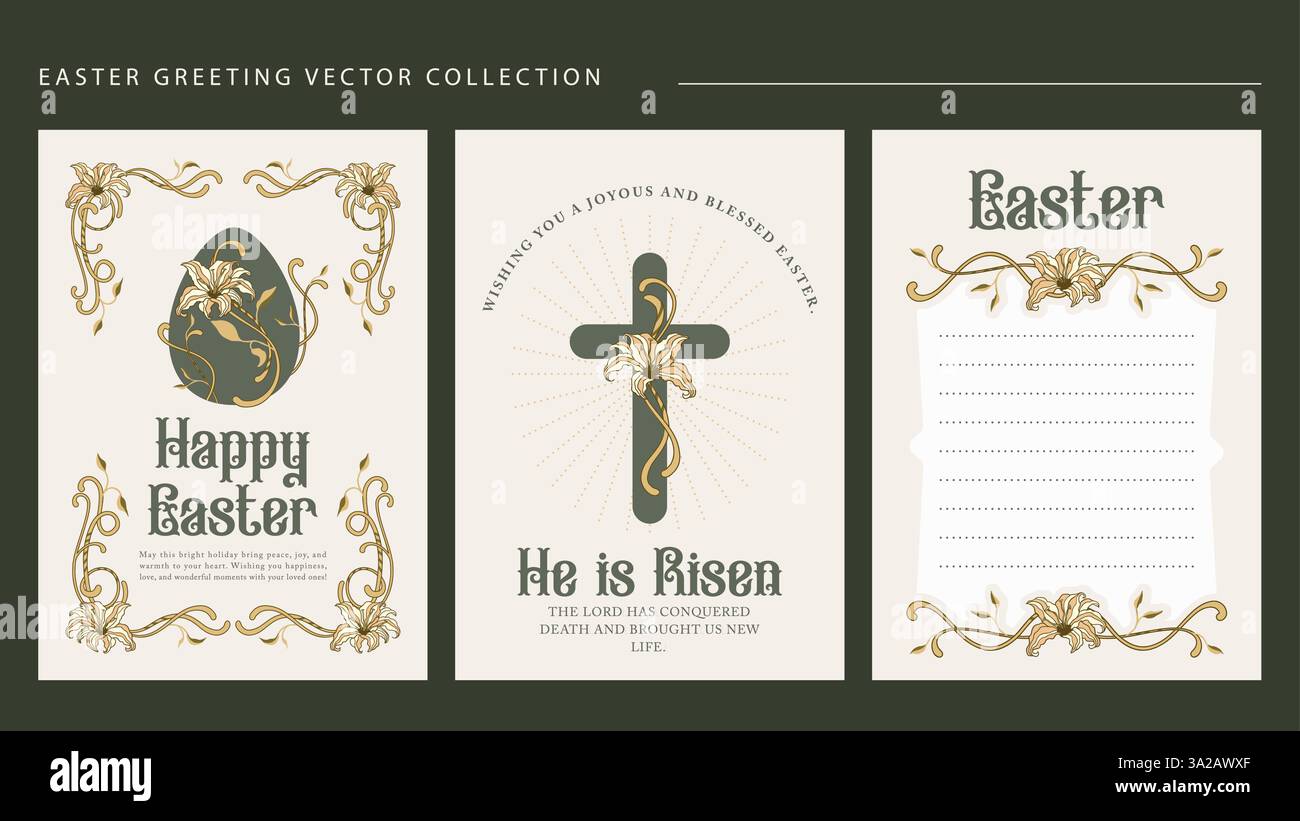 Elegant Vintage Easter Greeting Card Collection Floral Motifs ...