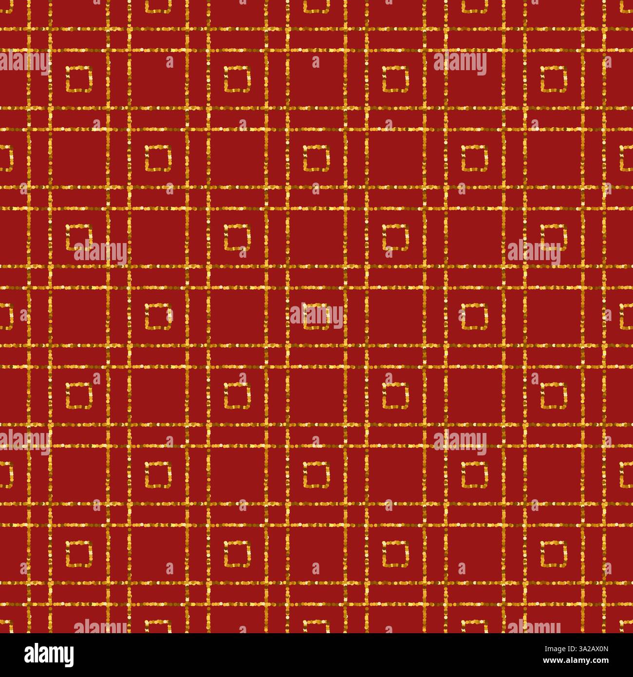 Gold Square Grid Vector Seamless Pattern With Ornamental Elements On A ...