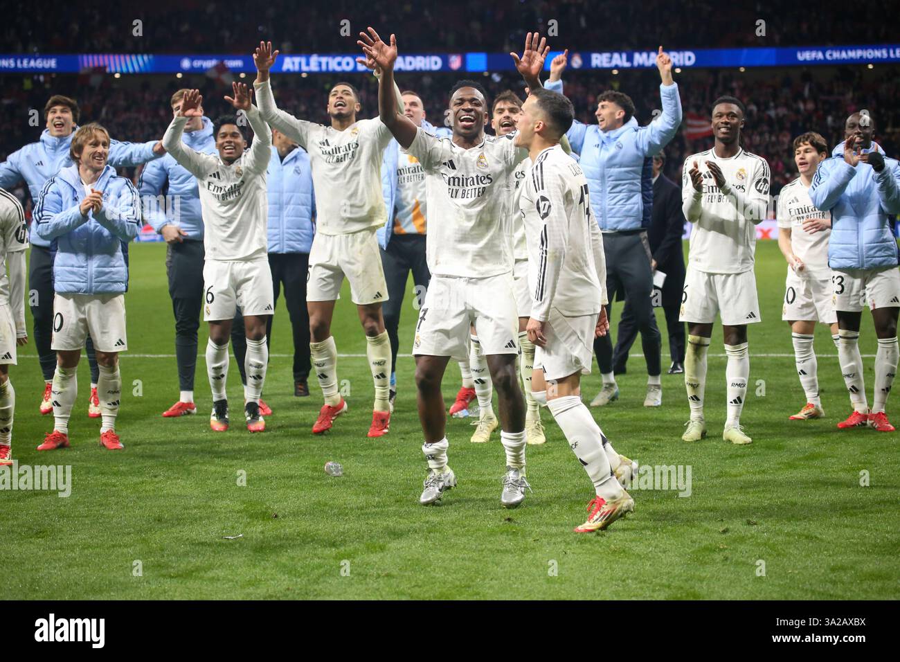 Madrid, Spain, March 12, 2025: Real Madrid players celebrate reaching ...