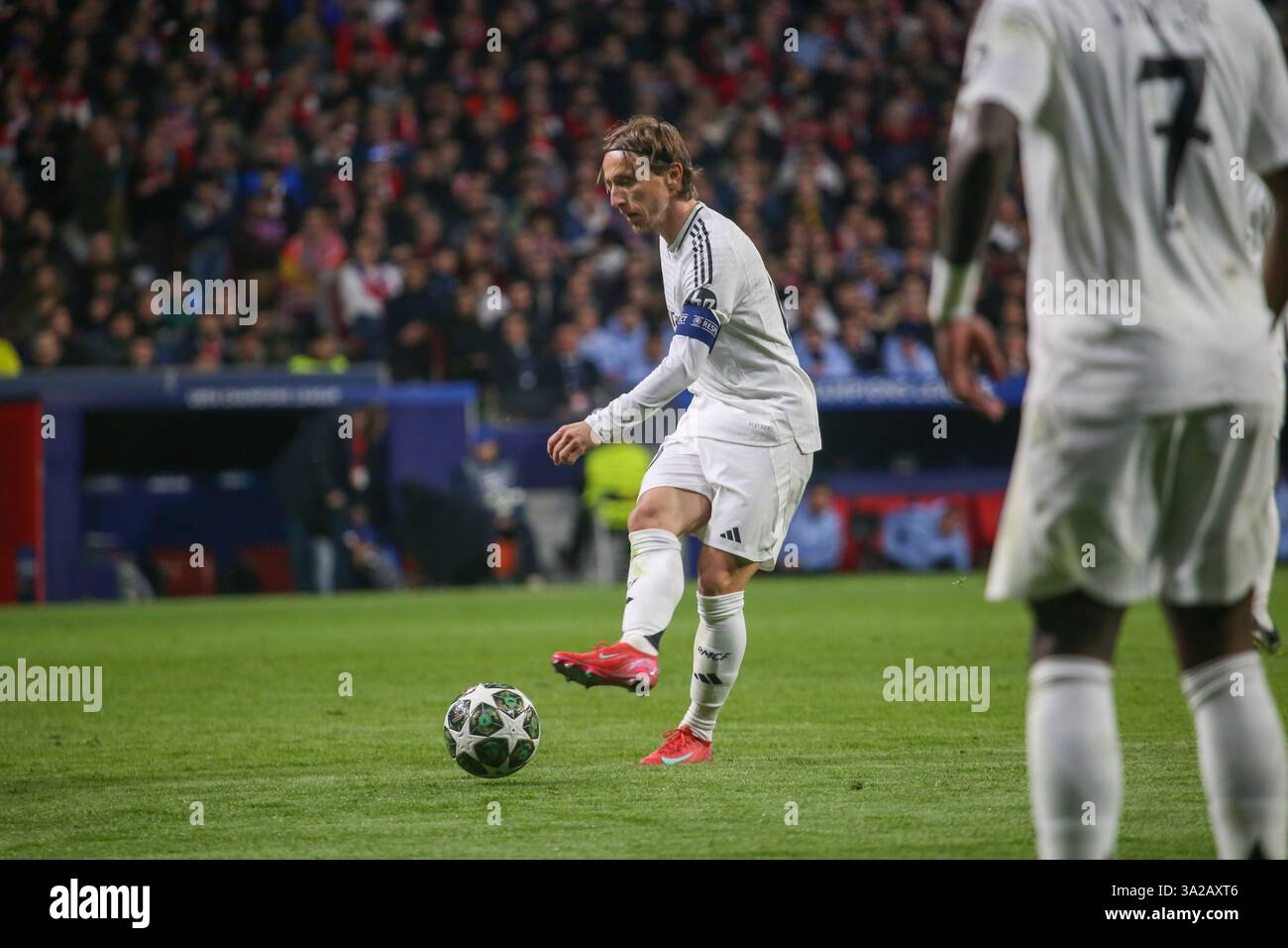 Madrid, Spain, March 12, 2025: Real Madrid's Luka Modrić (10) passes ...